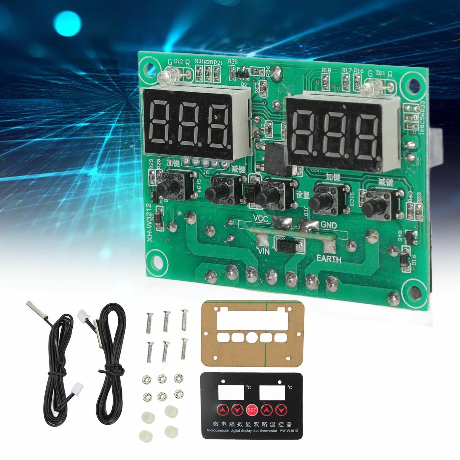 Модуль регулятора температуры 220В с цифровым дисплеем и двойным реле HWW1012