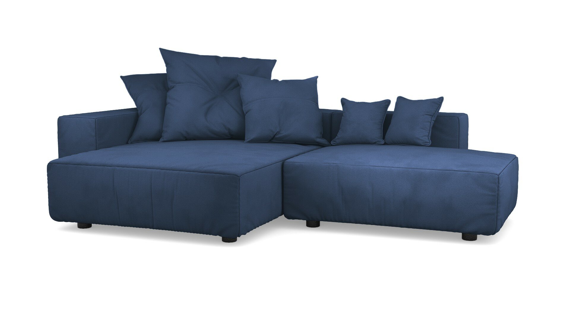 Диван с оттоманкой Санторини Velutto 54 NOW 271x169x62 см, синий Велютто, еврокнижка Дом мебели для вас