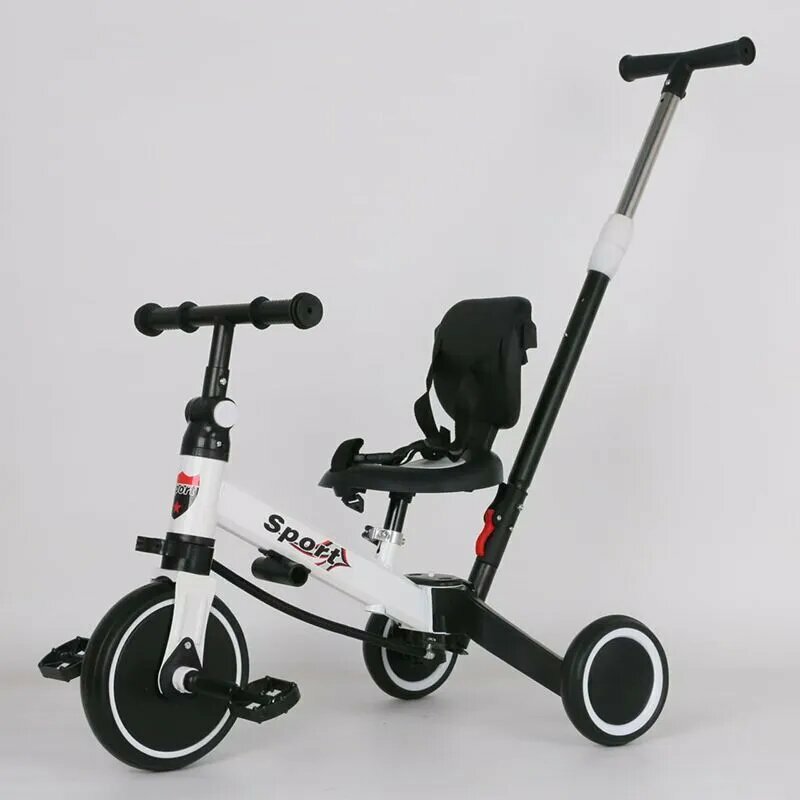 Беговая дорожка, для детей, 3 в 1, регулируемое сиденье, белая