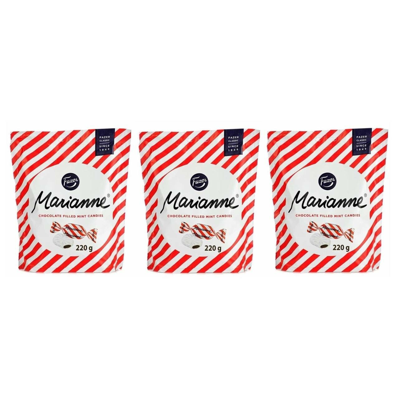 Fazer Marianne Мятная карамель с шоколадной начинкой, 3шт по 220г Финляндия