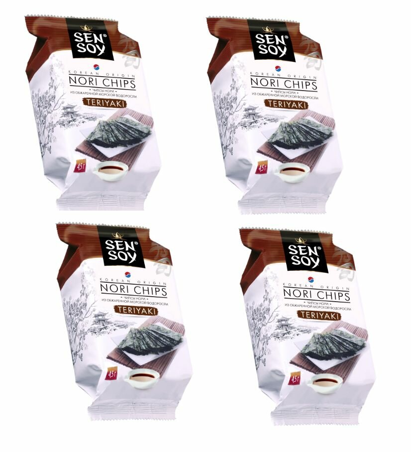Sen Soy Чипсы Нори из морской водоросли Teriyaki 4,5гр (Набор из 4шт)