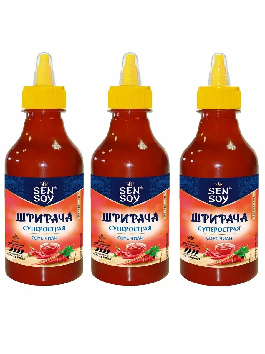Сэн Сой Соус Чили Шрирача Супер острая пэт 3 шт по 310 гр