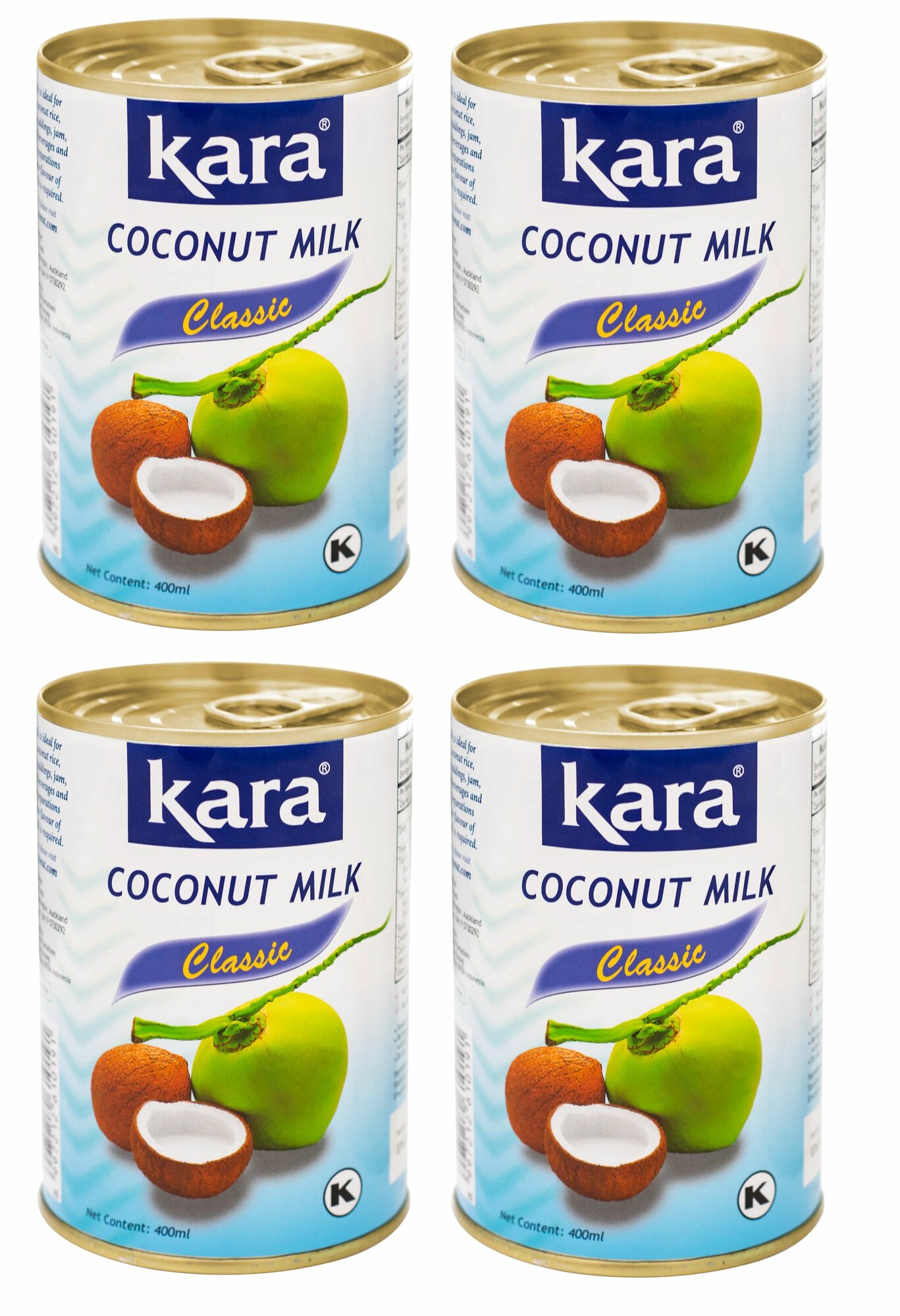 Кокосовое молоко Kara 17% жирности 400мл ж/б (Набор из 4шт)