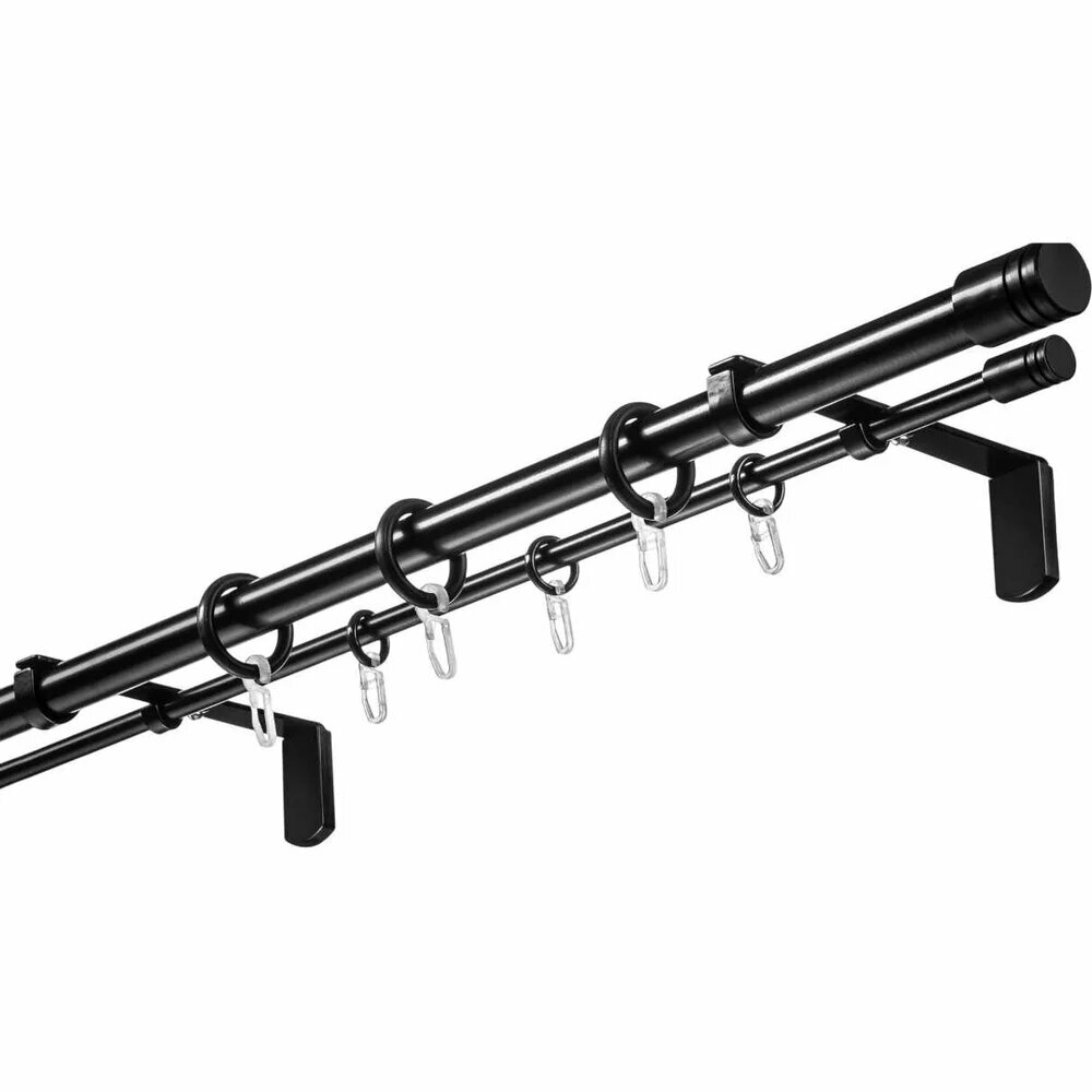 Карниз Арт-Декор двухрядный, 300 см, D20+D10, NEО металлический, чёрный 4610011790935