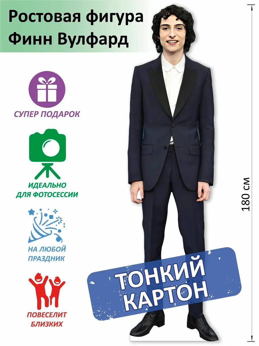 Финн Вулфард Ростовая фигура 1, Тонкий картон, (Print100.ru)