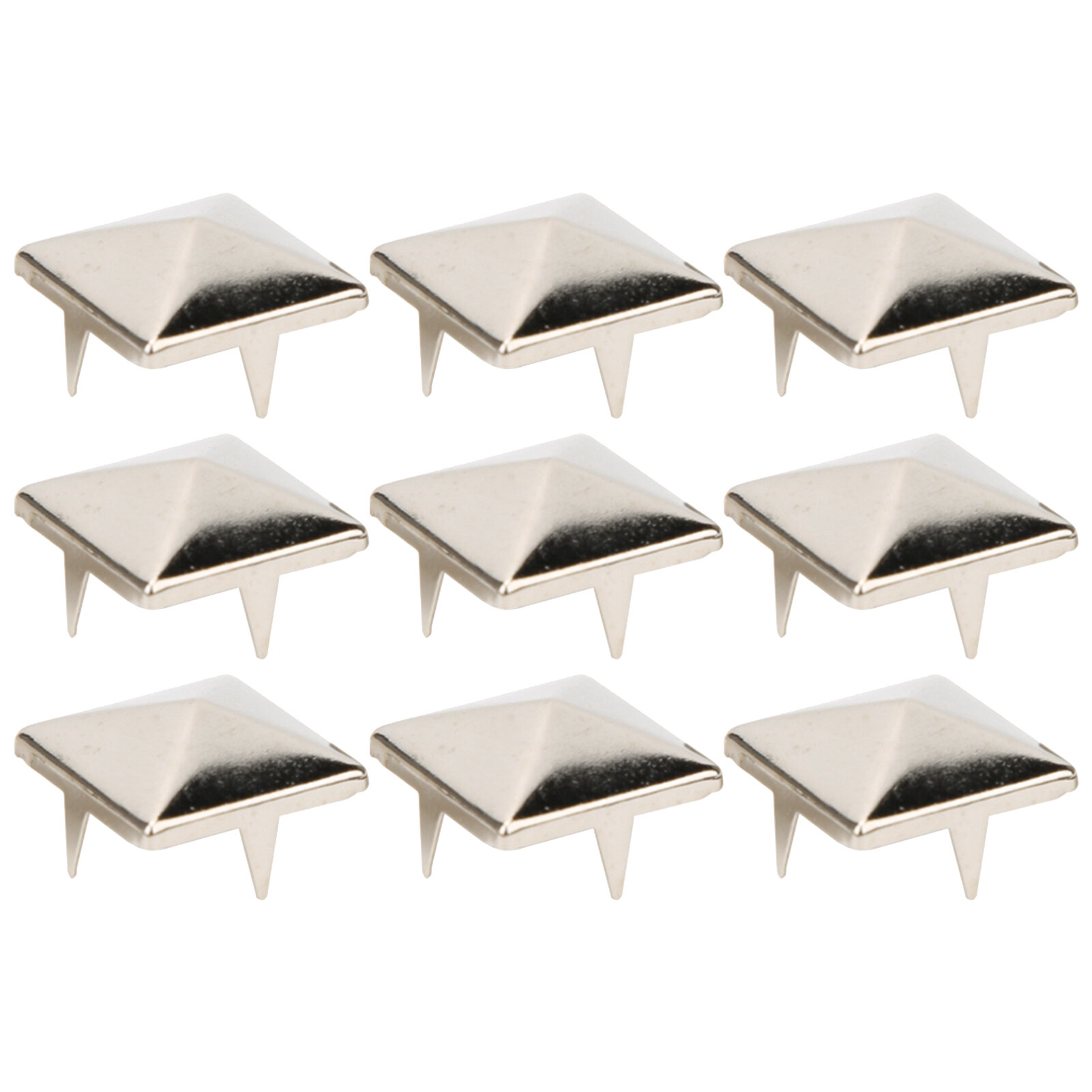 100 шт. заклепок в форме квадратной пирамиды в стиле панк, 4 металлических гвоздика с когтями для браслетов, одежды, обуви, сумок, серебристые, 12 мм