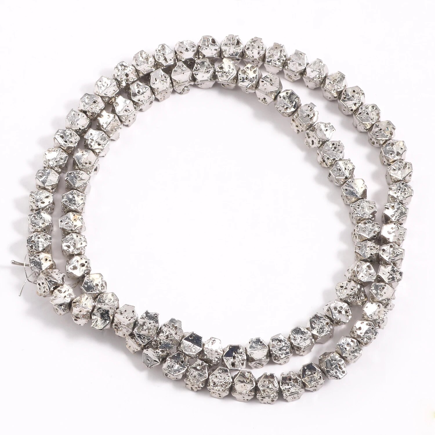 Черный лавовый гематит бусины для украшений Xilitata Серебряный, Rhodium