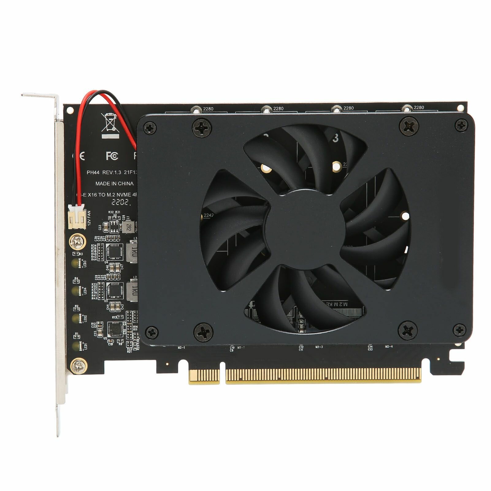 Адаптер M.2 PCIe 4.0 X16, 4 порта NVMe, вентилятор, RAID, 4x32 Гбит/с, для Windows