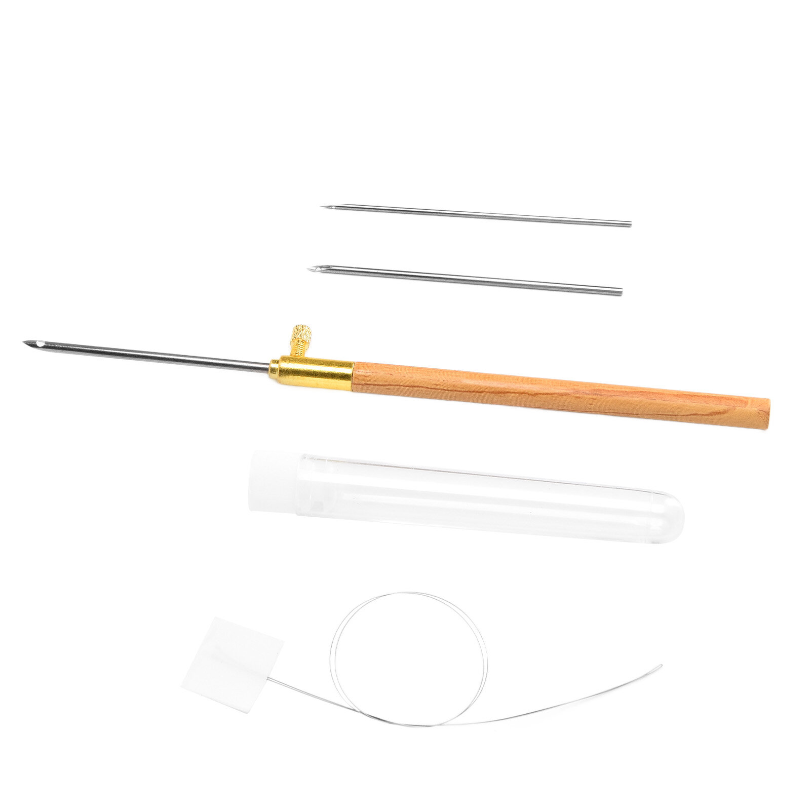 Игла-пробойник с тремя головками и деревянной ручкой, инструменты для шитья, вышивания и вязания