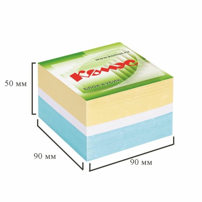 Блок для записей комус на склейке 9х9х5 цветной блок 80-100г