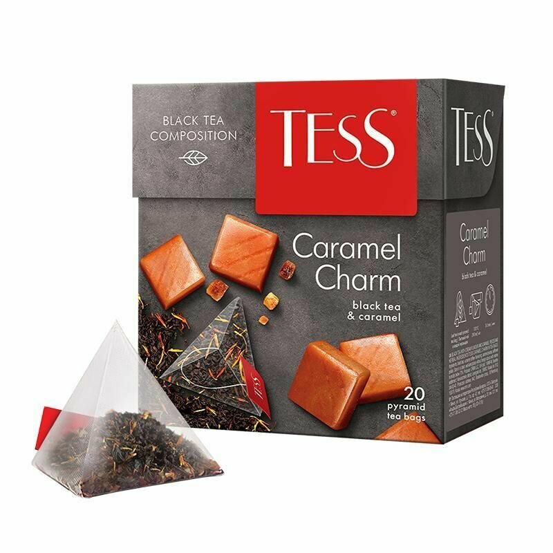 Чай Tess Caramel charm черный 20 пакетиков-пирамидок