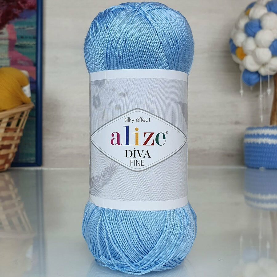 Пряжа Alize DIVA FINE 350 голубой (5 мотков)