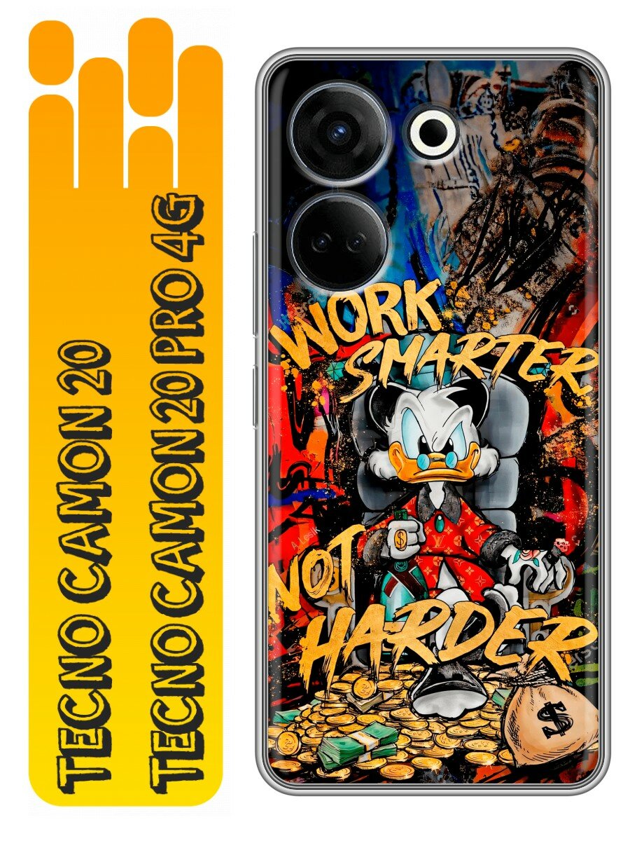 Чехол для Tecno Camon 20, Tecno Camon 20 Pro с принтом Дональд Дак Деньги (Техно Камон 20, Техно Камон 20 Про)