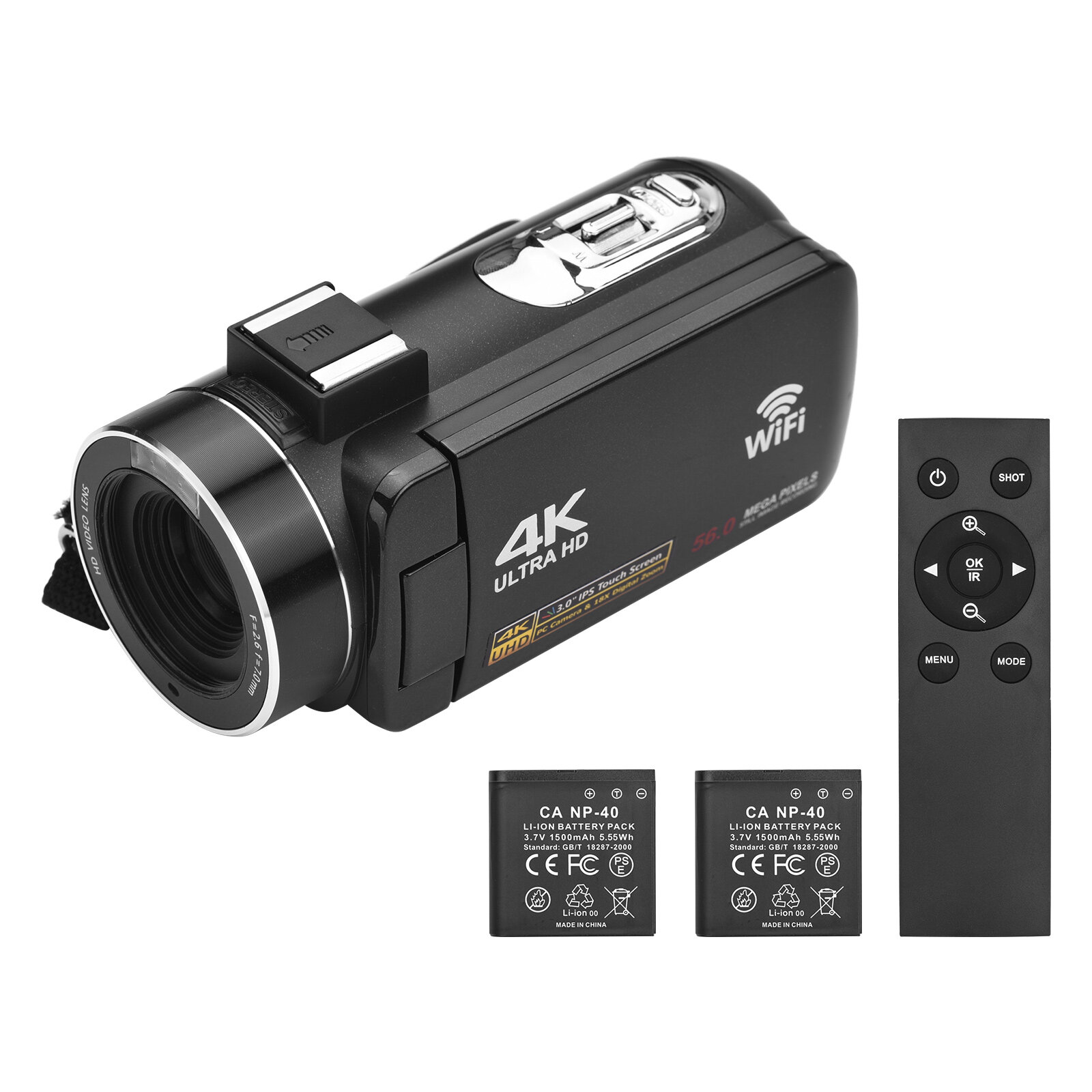 Цифровая Видеокамера: 4K 56 Мп 18X И Ночная Съемка - Wi-Fi Камера С Двойным Аккумулятором Для Видеоблогеров И Путешествий