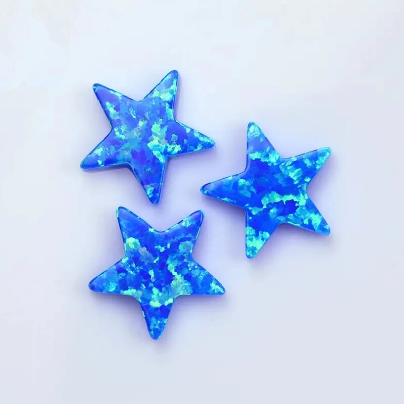 Синтетический белый и синий огненный опал звезда 6-10 мм 6mm-10pcs, OP05-with 1.1mm hole