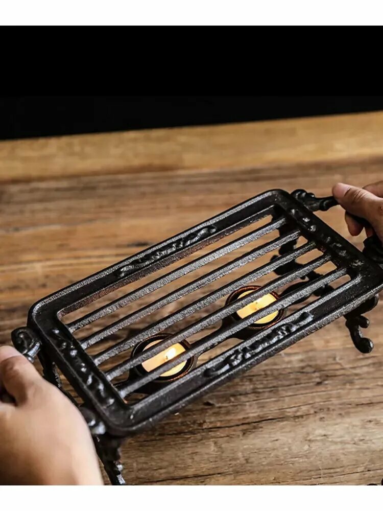 Чугунная подставка, свечной подогрев, ретро чайник, японский стиль, двойные свечи