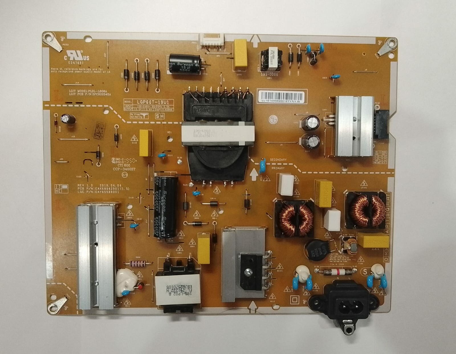 Блок питания (LGP60T-19U1) (94V-0 CTI 600) телевизора LG (60UN71006LB)