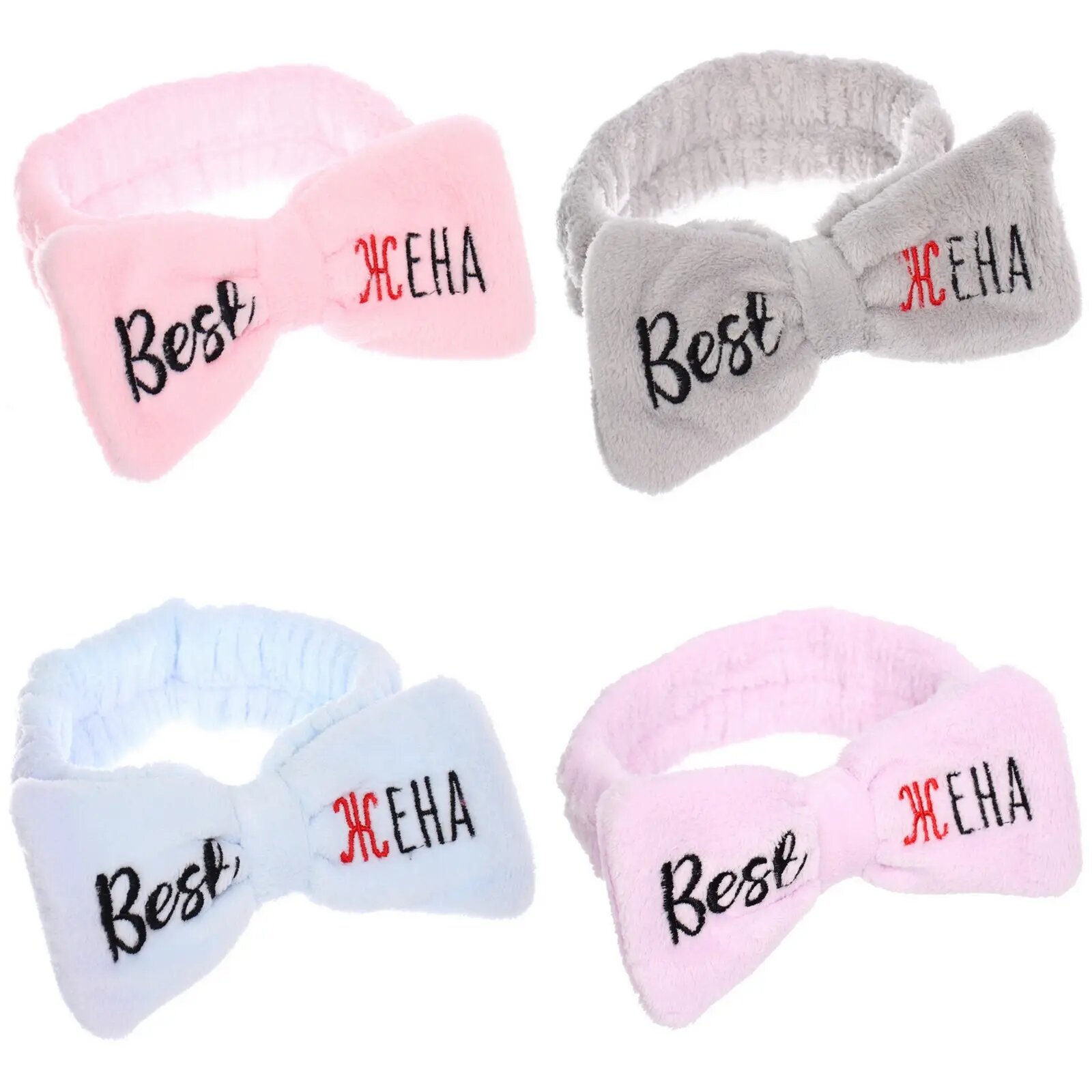 Повязка на голову с бантом, цвет розовый/серый/голубой/сиреневый, 20*6см