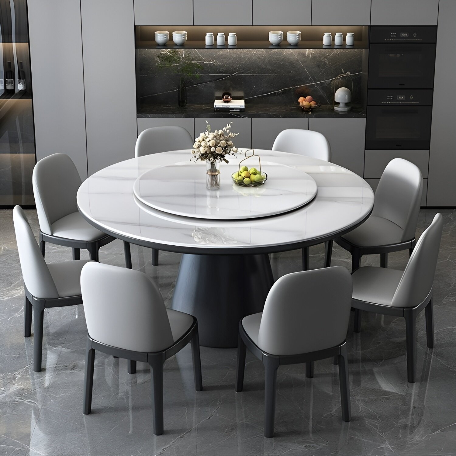 Круглый стол "AksessGrad", деревянный, поворотный, с поворотной вставкой, 130х150х80 см коричневый черный