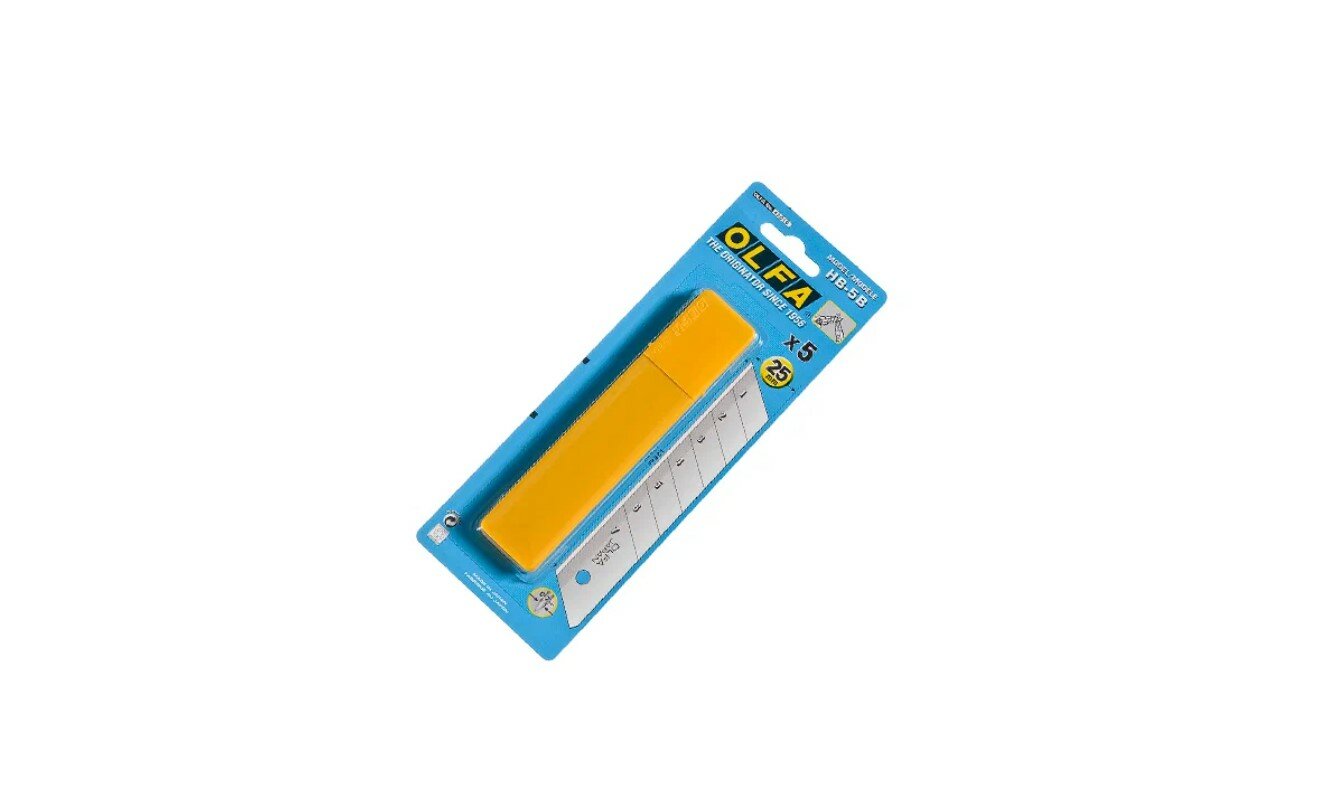 Лезвие для ножа Olfa 25 мм прямое (5 шт.), для резки гипсокартона, кровельных материалов, фанеры, резины, кожи
