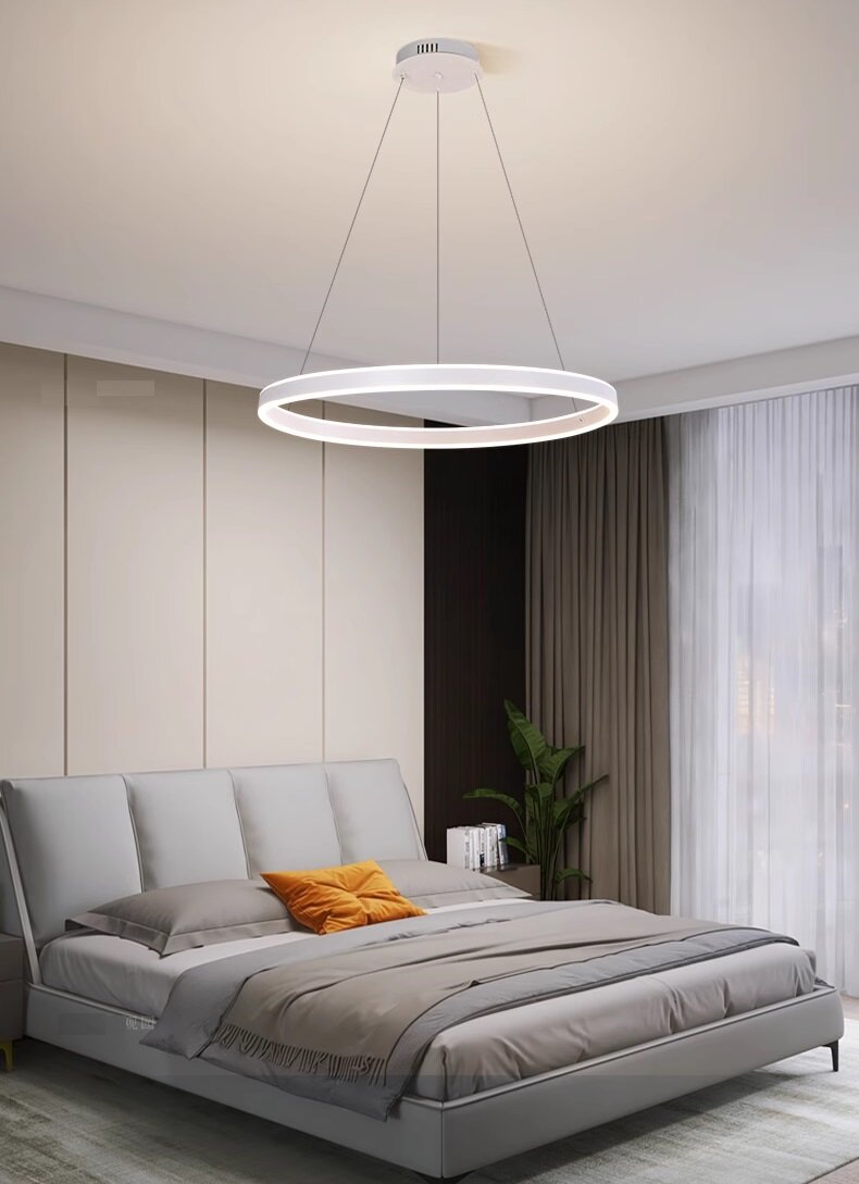 Подвесная светодиодная люстра 1 кольцо 80 белая 3 режима света пульт ДУ