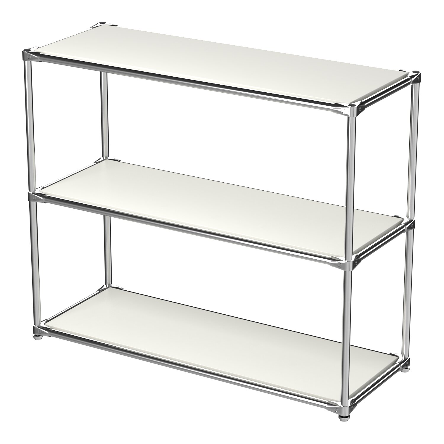 Хромированный стеллаж стиль №3г с полками под цвет дерева, Белый