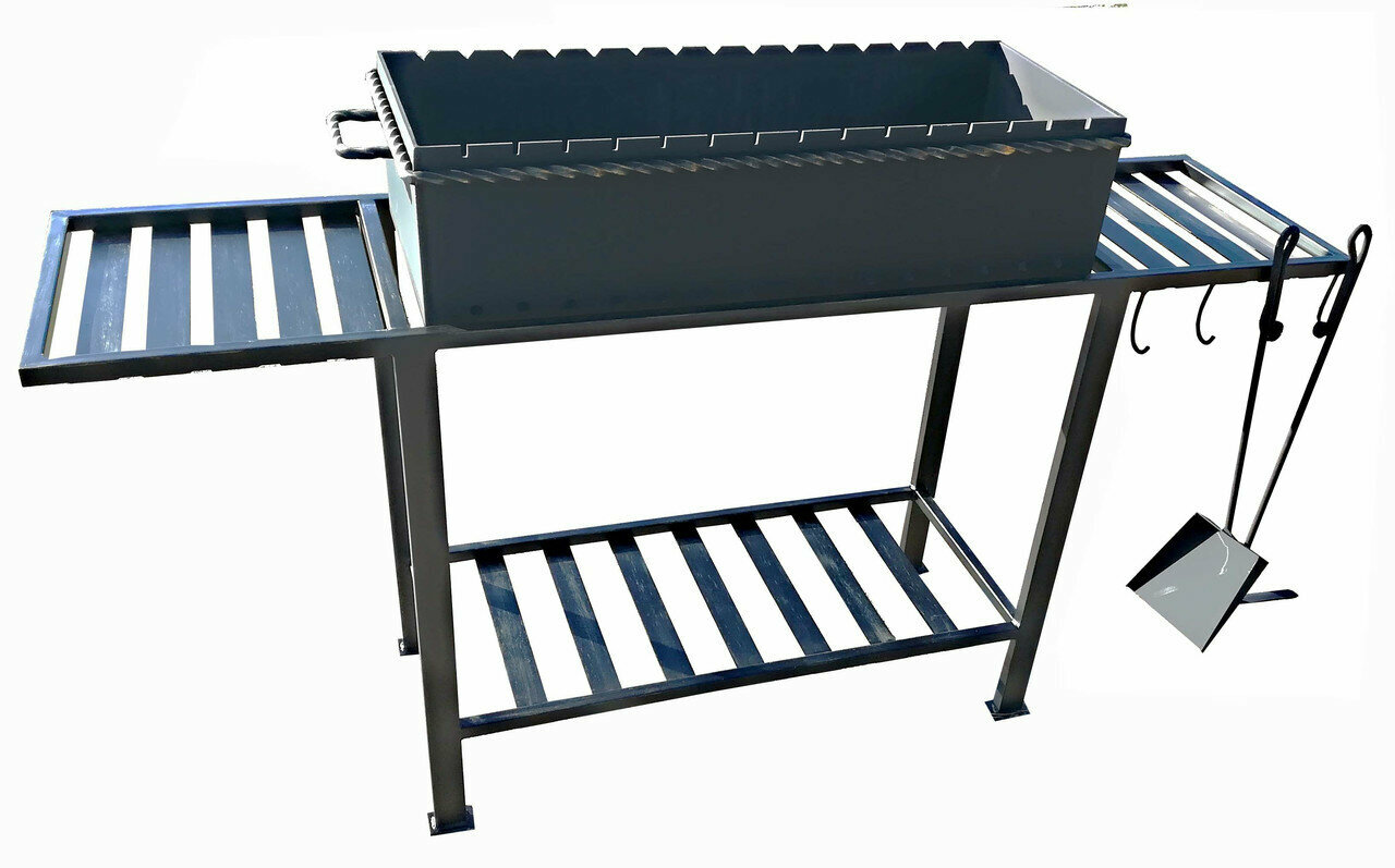 Мангал классический с дровницей и столиками, 3 мм, для дачи и дома, ручная работа "Стандарт"