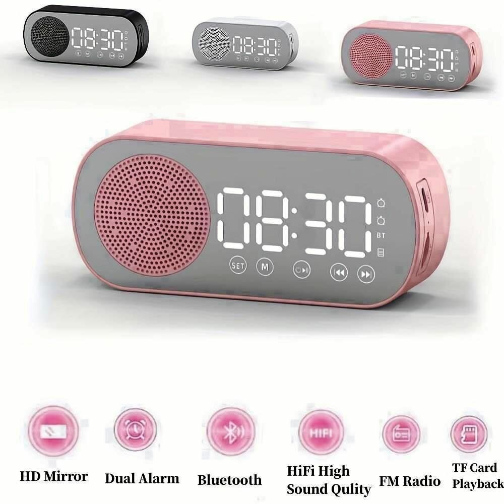 Электронные часы с будильником и FM-радио для дома, поддержка Bluetooth и карты памяти, стильный овальный дизайн