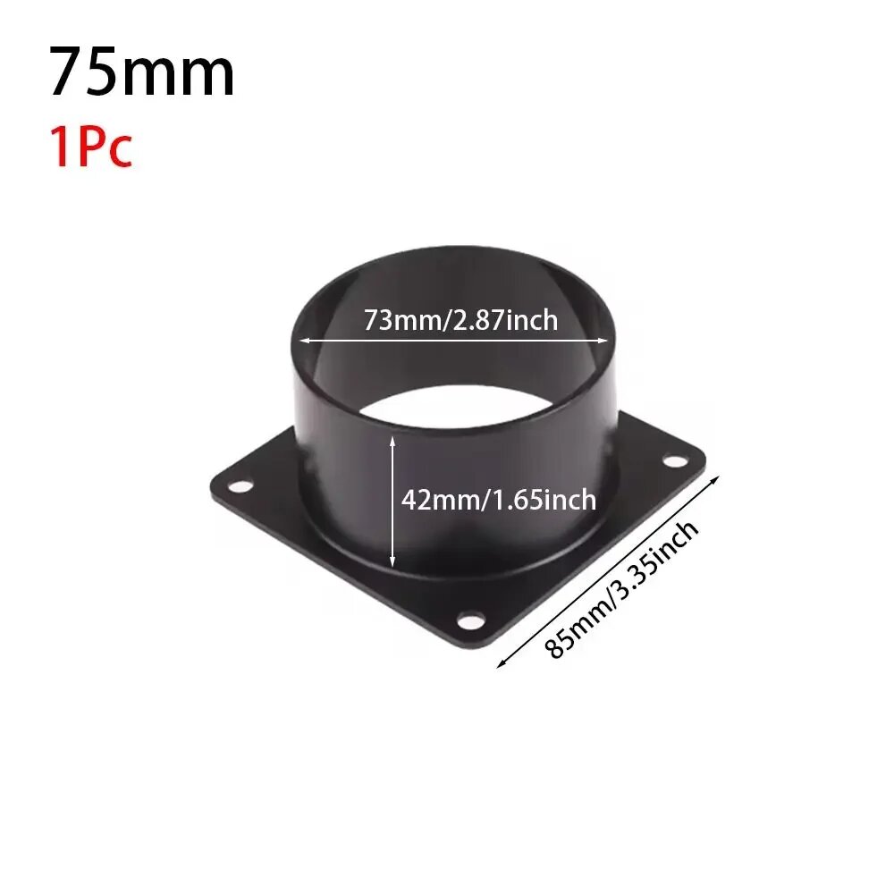 Черный ABS воздушный фланцевый соединитель 75/100/120/150 мм 75mm