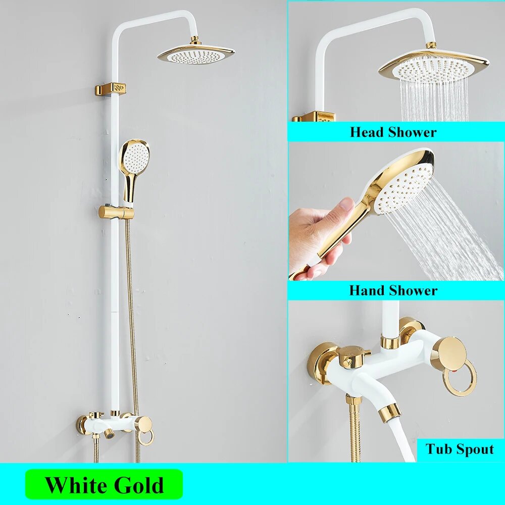 Душевая система SHBSHAIMY белый золото White Gold