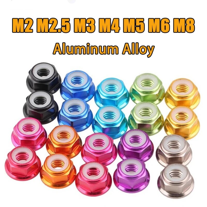 10 шт. Фланцевые гайки из алюминия M2-M8 M5, Purple