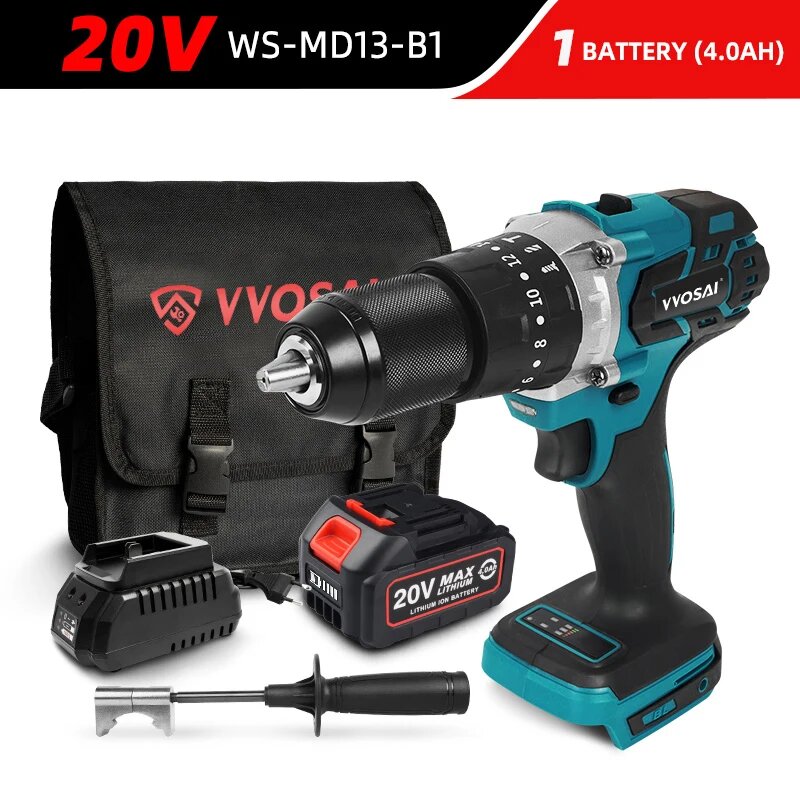 VVOSAI Бесщеточная электродрель 20В WS-MD13-B1