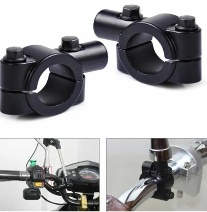 Хомут держатель адаптер зеркала заднего вида для руля мотоцикла, электросамоката (черный, 2 шт, 8 мм)