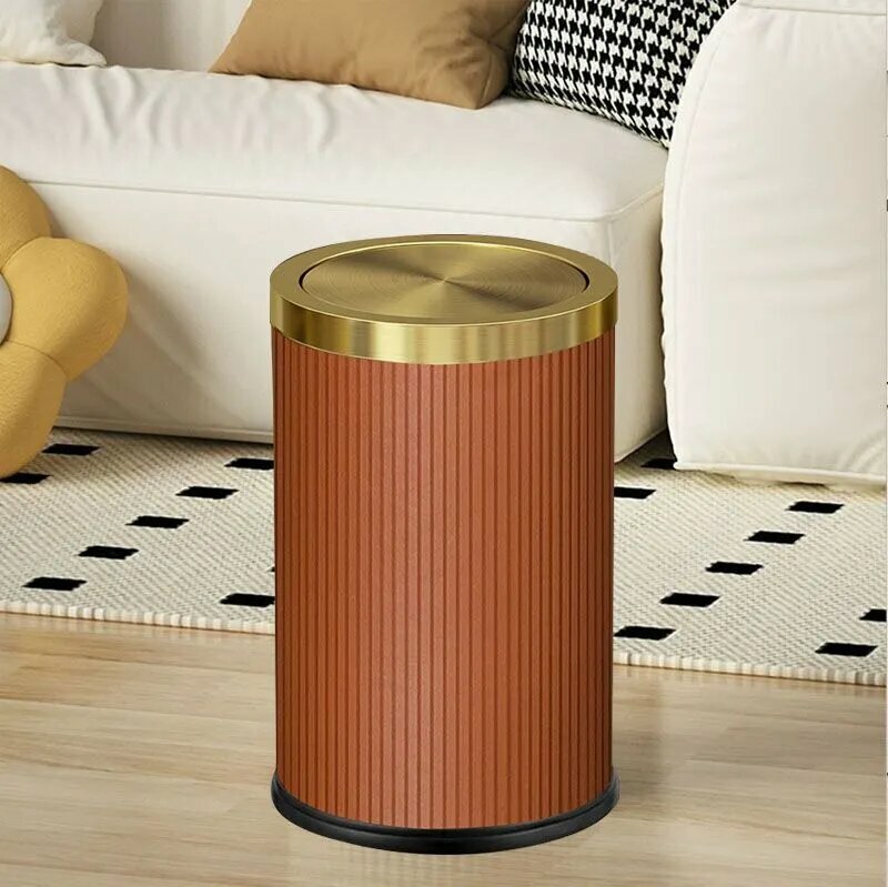 Мусорное ведро ikea, металл, кожа, 9л, цвет тыквенно-красный