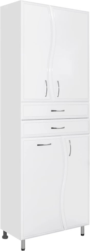 Пенал Style Line Волна ЛС-000010050 напольный, с бельевой корзиной, белый глянец