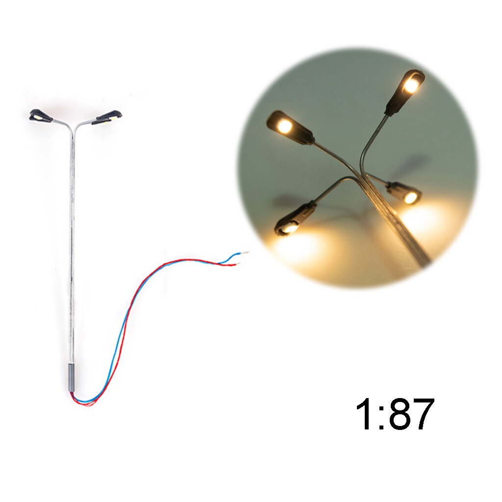 Модель в масштабе 1:/1:100, 4 светодиодных светящихся уличных фонаря, фонарный столб, ландшафтный светильник
