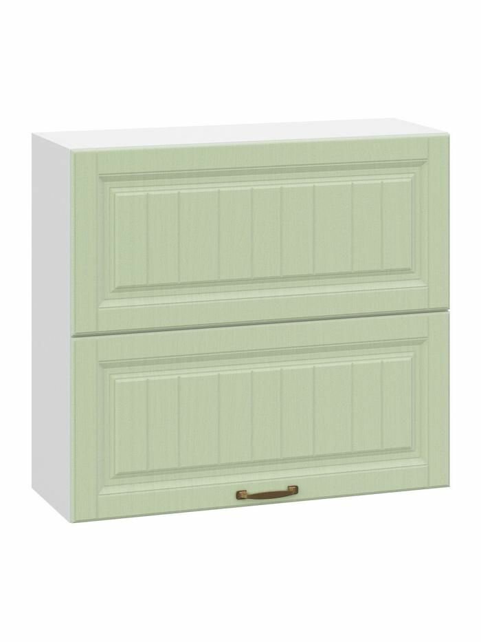 Кухонный модуль навесной, барный шкаф Флоренс, 80х29.6х72 см, Белый / Фисташковый структурный