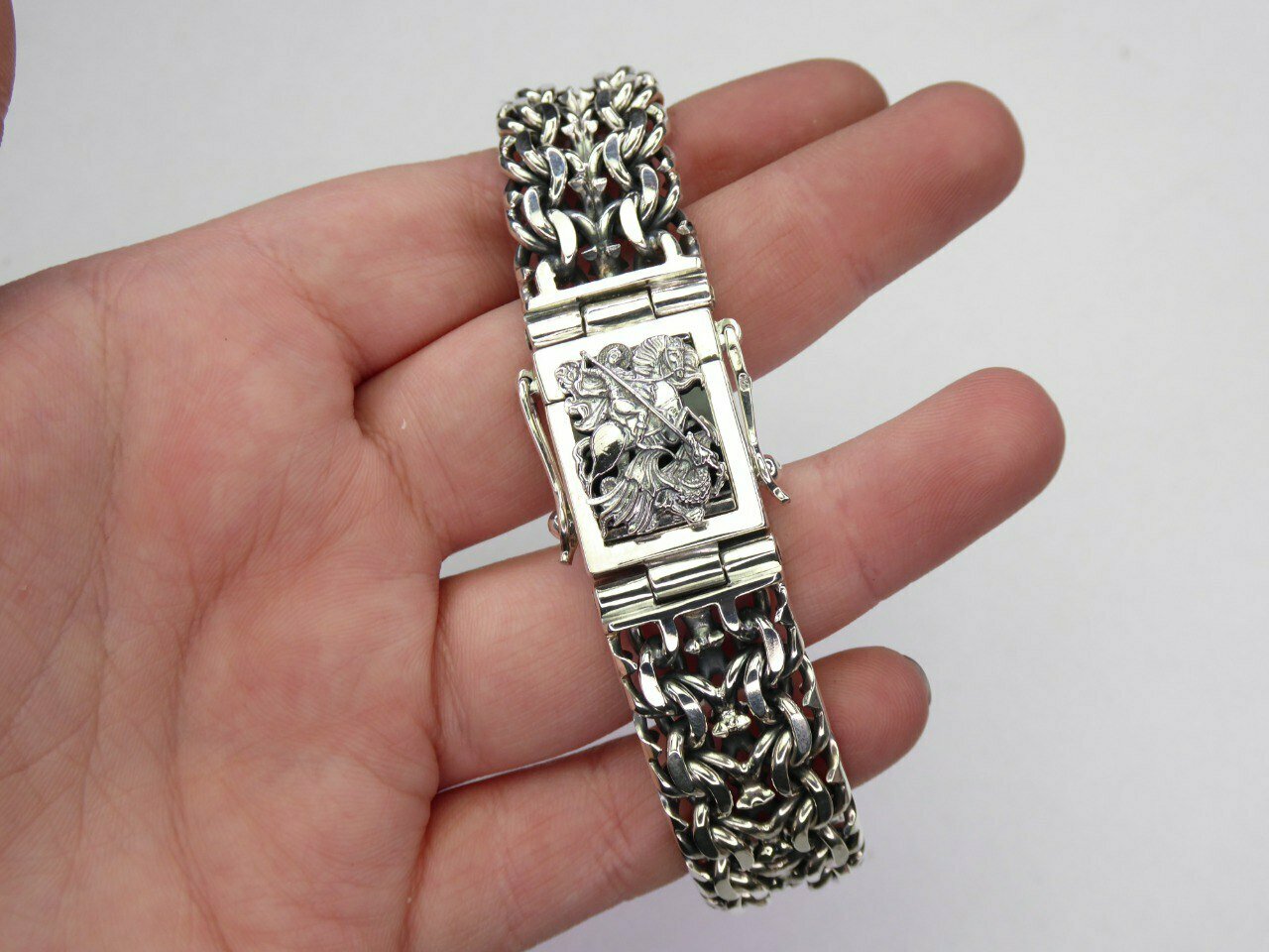 Браслет, славянский оберег, серебро, 925 проба, обсидиан