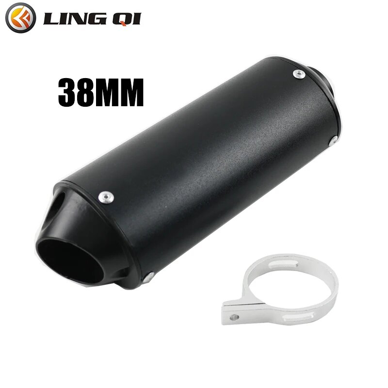 LING QI 28 мм 32 мм 38 мм мотоциклетный глушитель Escape Moto Tailpipe для 110 125 150CC Dirt Pit Bike ATV KAWASAKI Black38