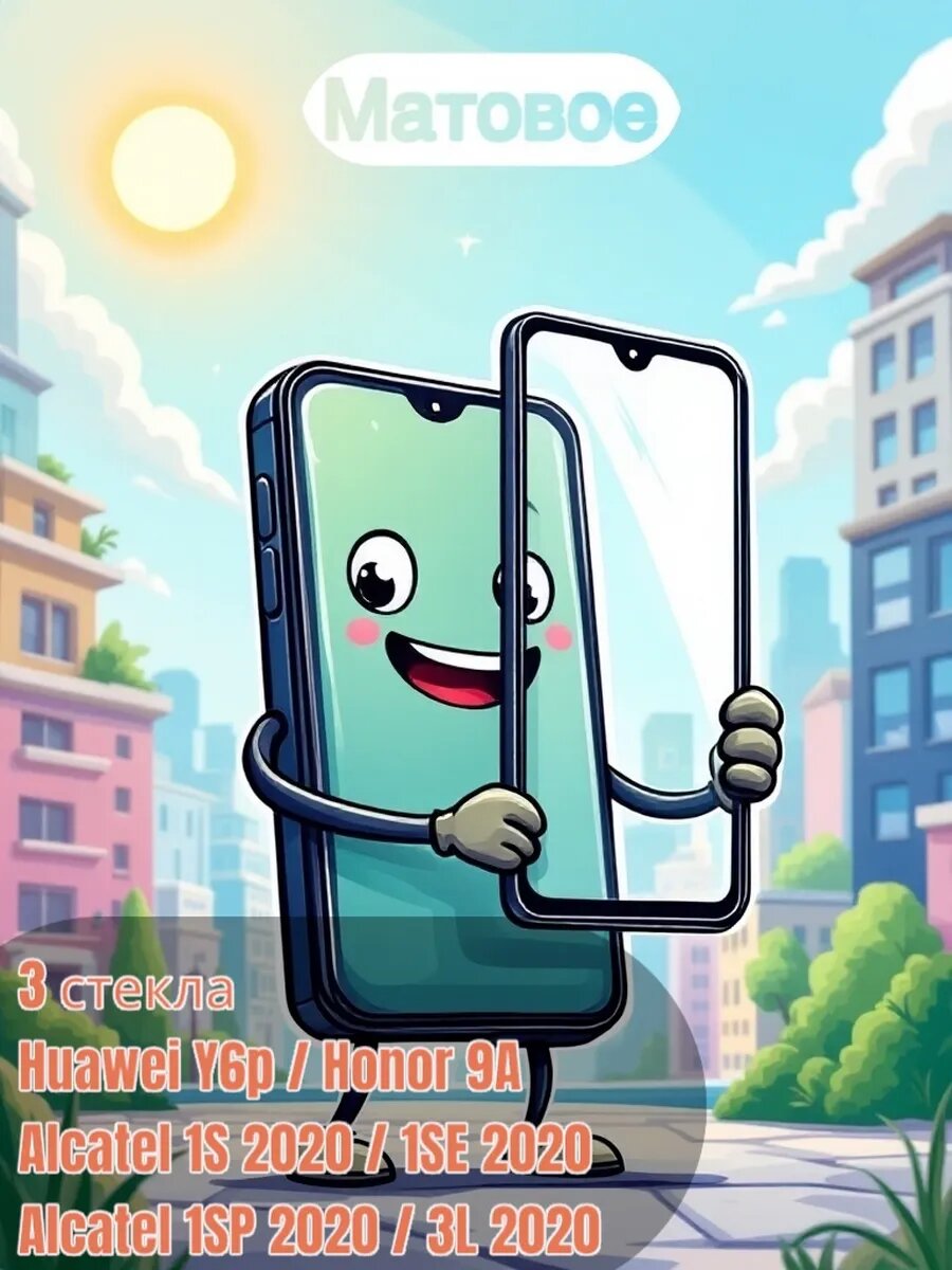 Стекло Матовое 3шт для Huawei Honor 9A Y6p (2020)