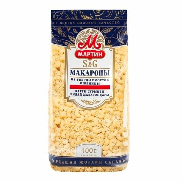 Макаронные изделия Мартин Рожки капля 400г 4шт, Казахстан