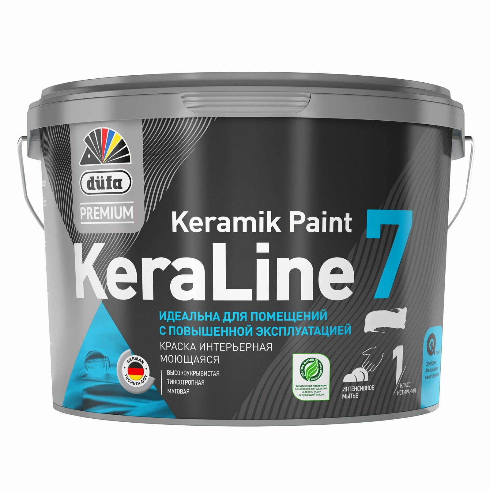 Краска для стен и потолков моющаяся Dufa Premium KeraLine Keramik Paint 7 матовая прозрачная база 3 9 л