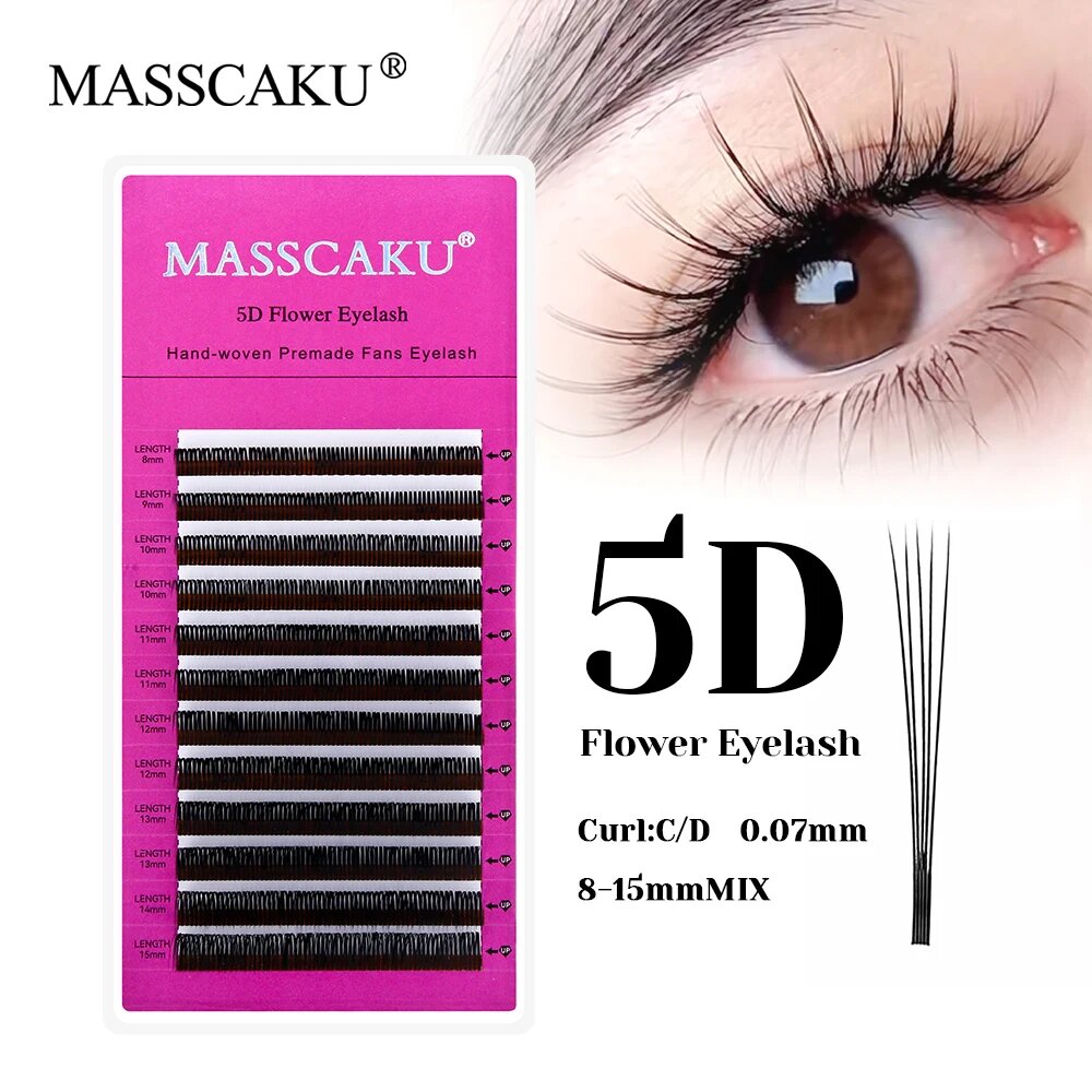 MASSCAKU Ресницы 5D Flora, изгиб D