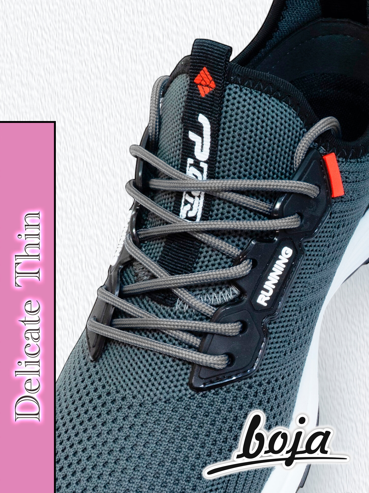 Шнурки для обуви BOJA (THIN), круглые 3мм, 100 см, серые