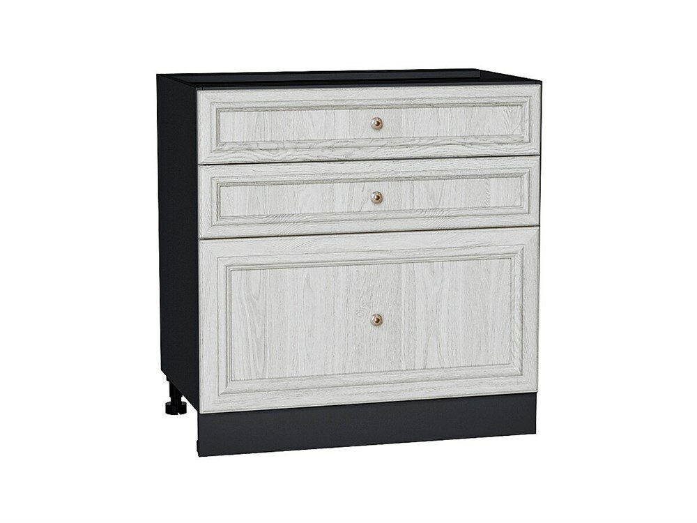 VVT Шкаф нижний с 3-мя ящиками Шале Graphite, White Dreamline, 800 В*Ш*Г 816*800*480, фасад МДФ White Dreamline, корпус Graphite White Dreamline