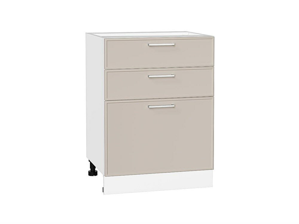 VVT Шкаф нижний с 3-мя ящиками Квадро Белый, Кашемир, 600