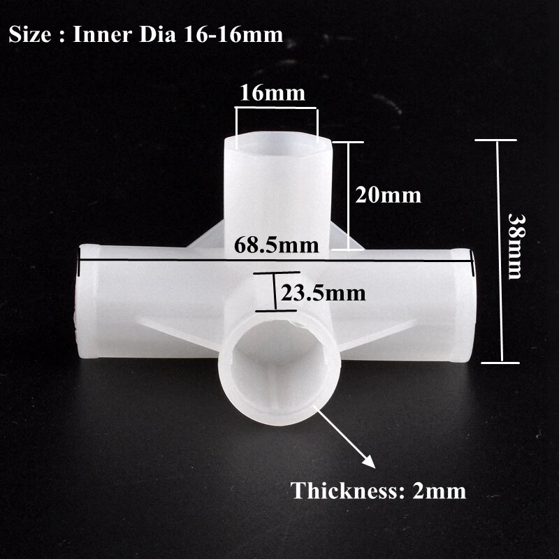 Соединитель труб 5-Way, белый, Inner Dia 16mm, 2шт