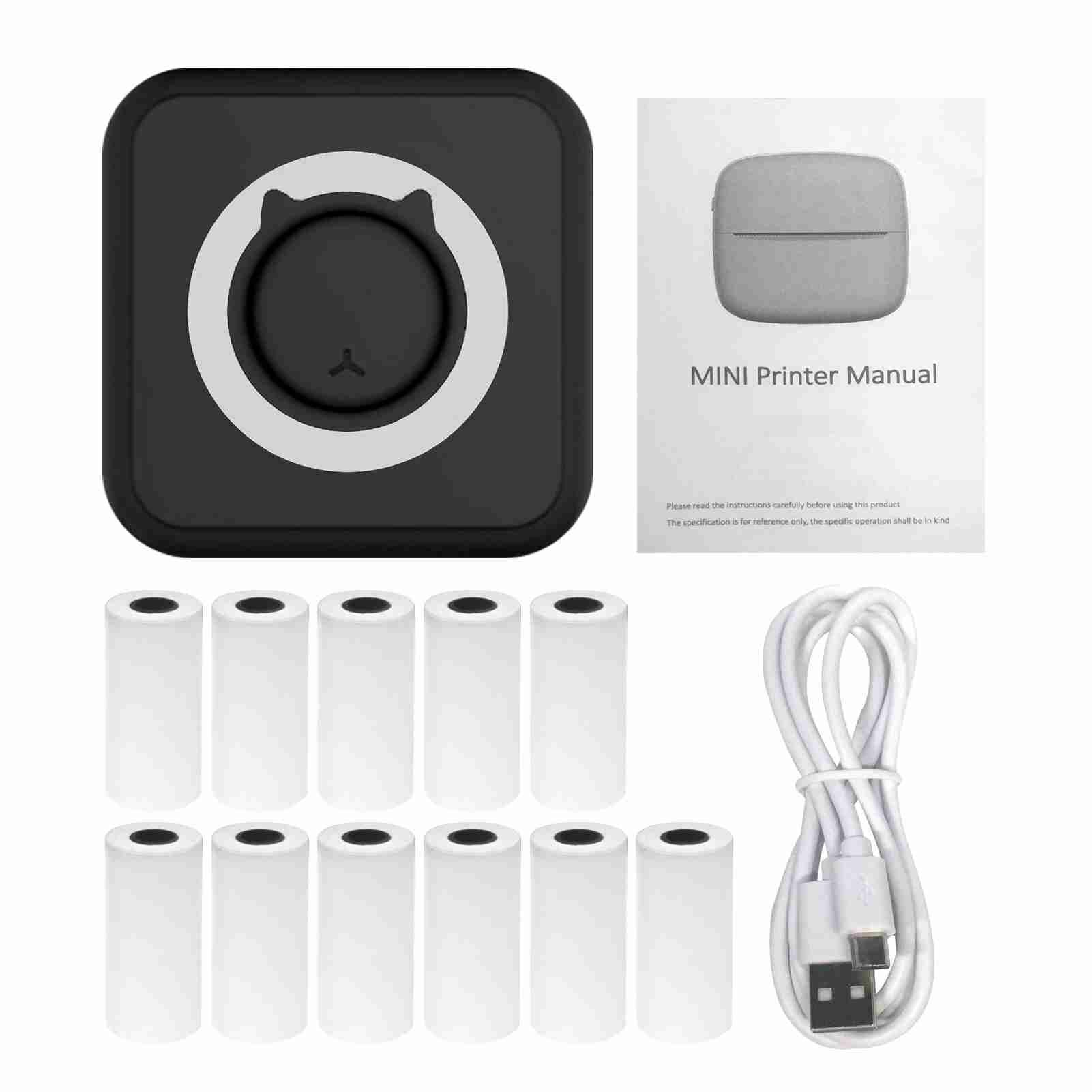 Универсальный Фотопринтер Многофункциональный Портативный Беспроводной Мгновенный Мини-принтер С Поддержкой BT-Подключения для смартфона с 11 Рулонами бумаги 57 мм, Совместимый с iOS Android