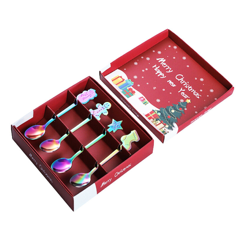 Кофейная ложка набор из нержавеющей стали десерт торт ложка для рождественских подарков.