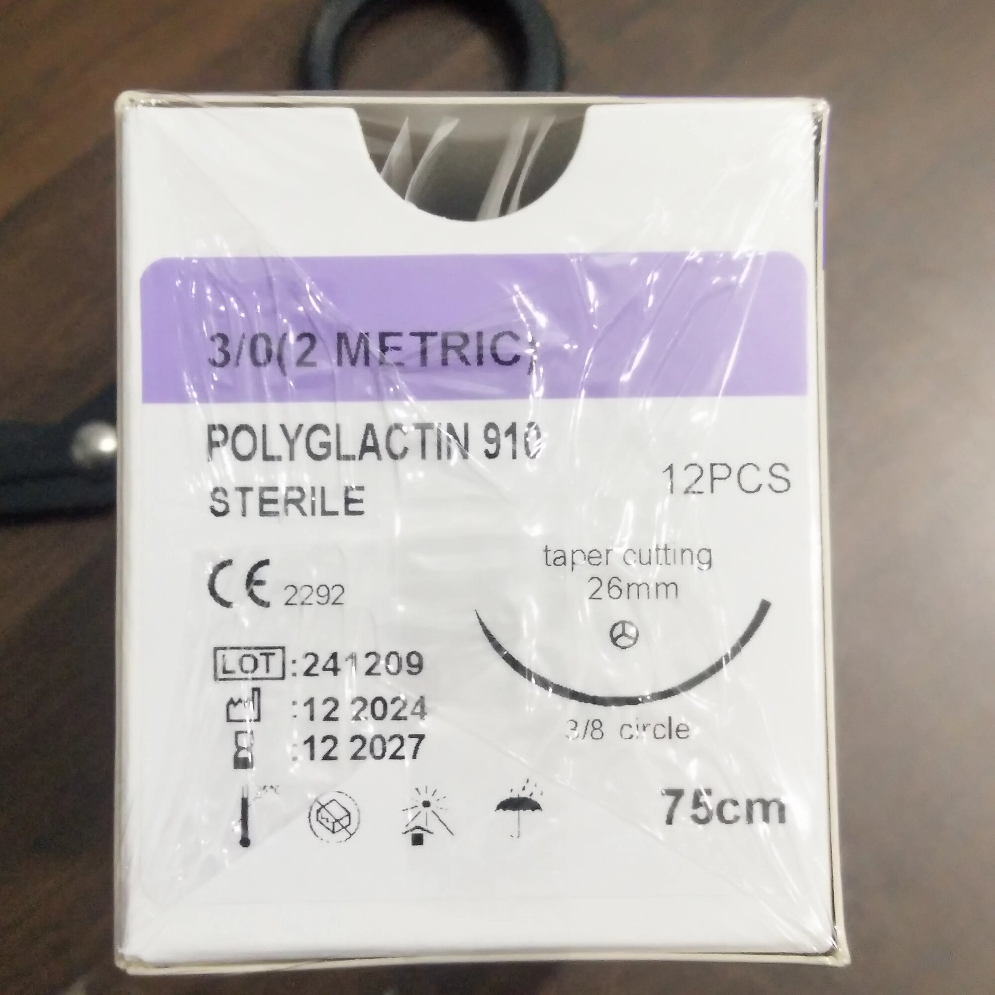 Шов абсорбируемый Polylactin 910 3/0 75см, 12шт